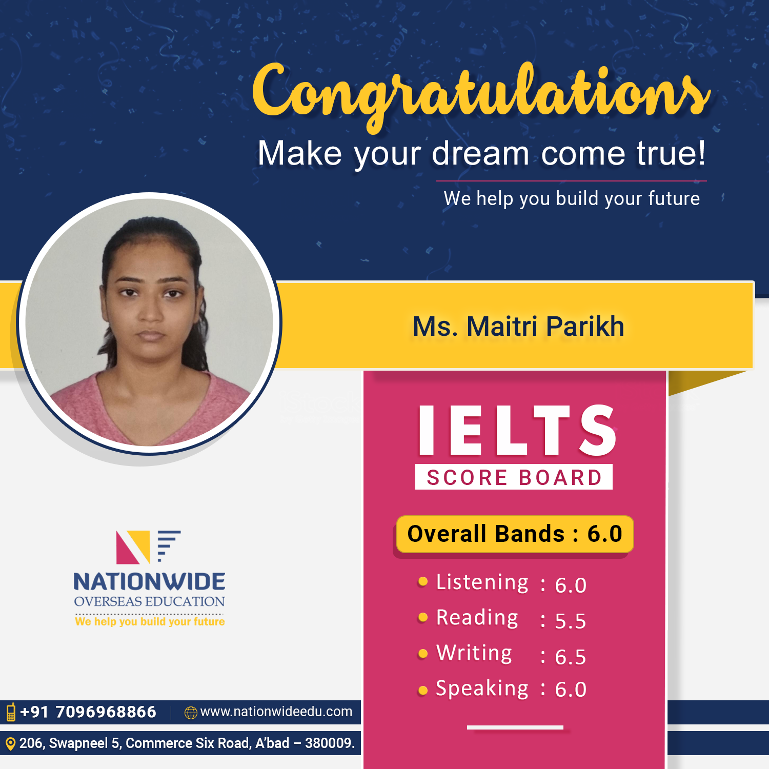 Congratulations for Achieving Desire Score in IELTS Exam